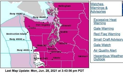 Washington broils under record-breaking heat; cooler temperatures ...