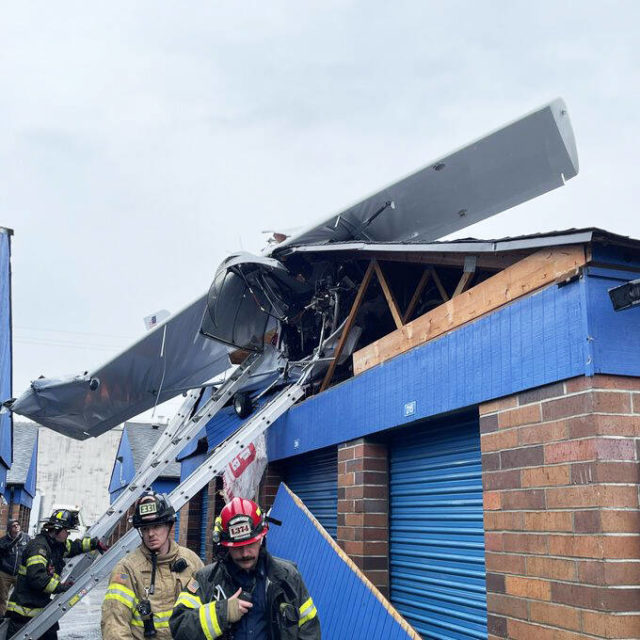 Two men hurt when their small plane crashes into Kent storage unit ...