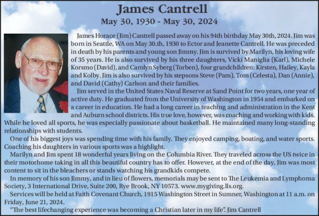 James Cantrell | Obituary | Kent Reporter