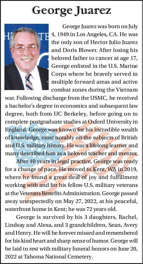 George Juarez | Obituary | Kent Reporter