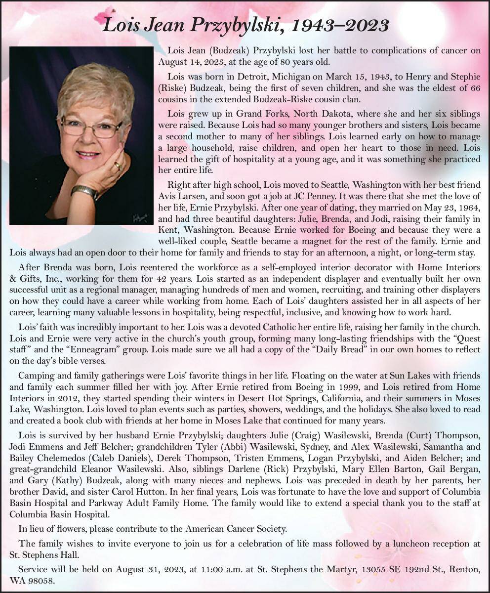 Lois Jean Przybylski | Obituary | Kent Reporter